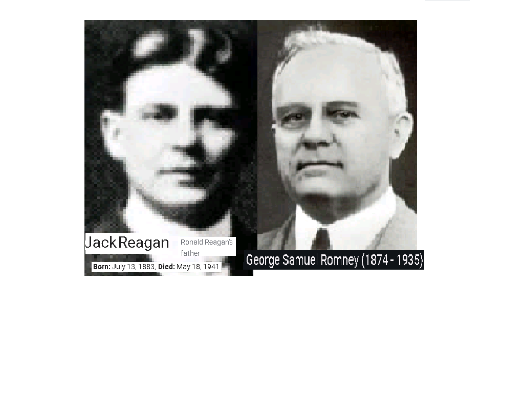 Ronald Reagan’s father = Marion G. Romney’s father. Exposed here 1st ...