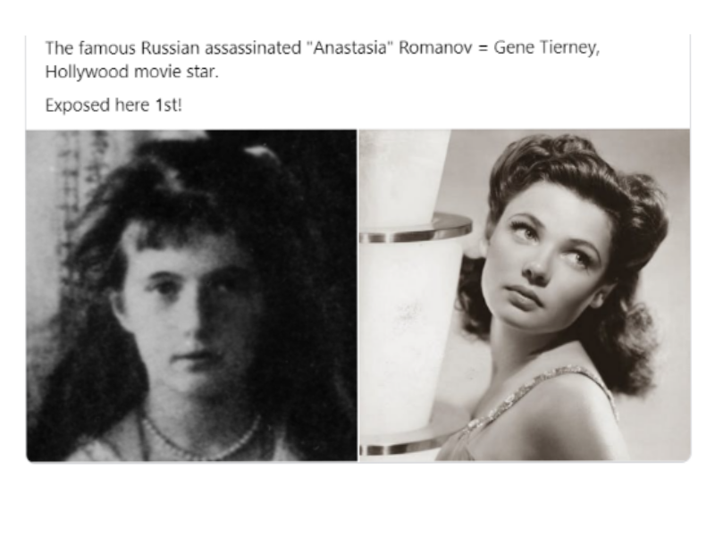 The famous Russian assassinated Princess “Anastasia” Romanov = Gene Tierney, Hollywood movie ...