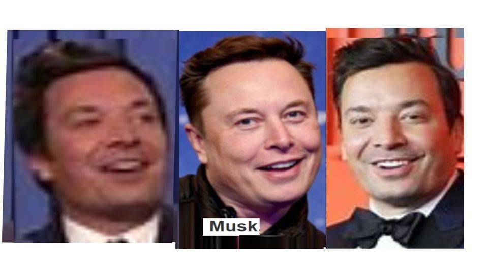 Elon Musk (middle photo) = Jimmy Fallon (side photos) tv host-comedian ...